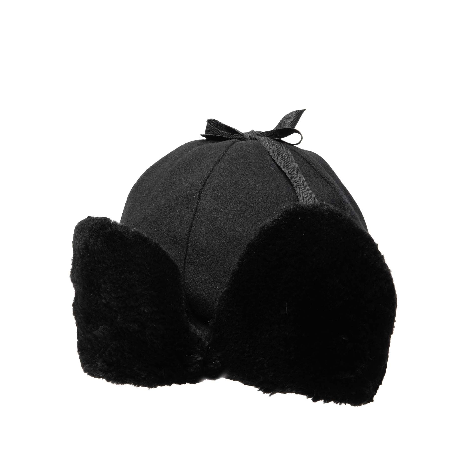 Sheared Black Muskrat with Melton Crown – Crown Cap
