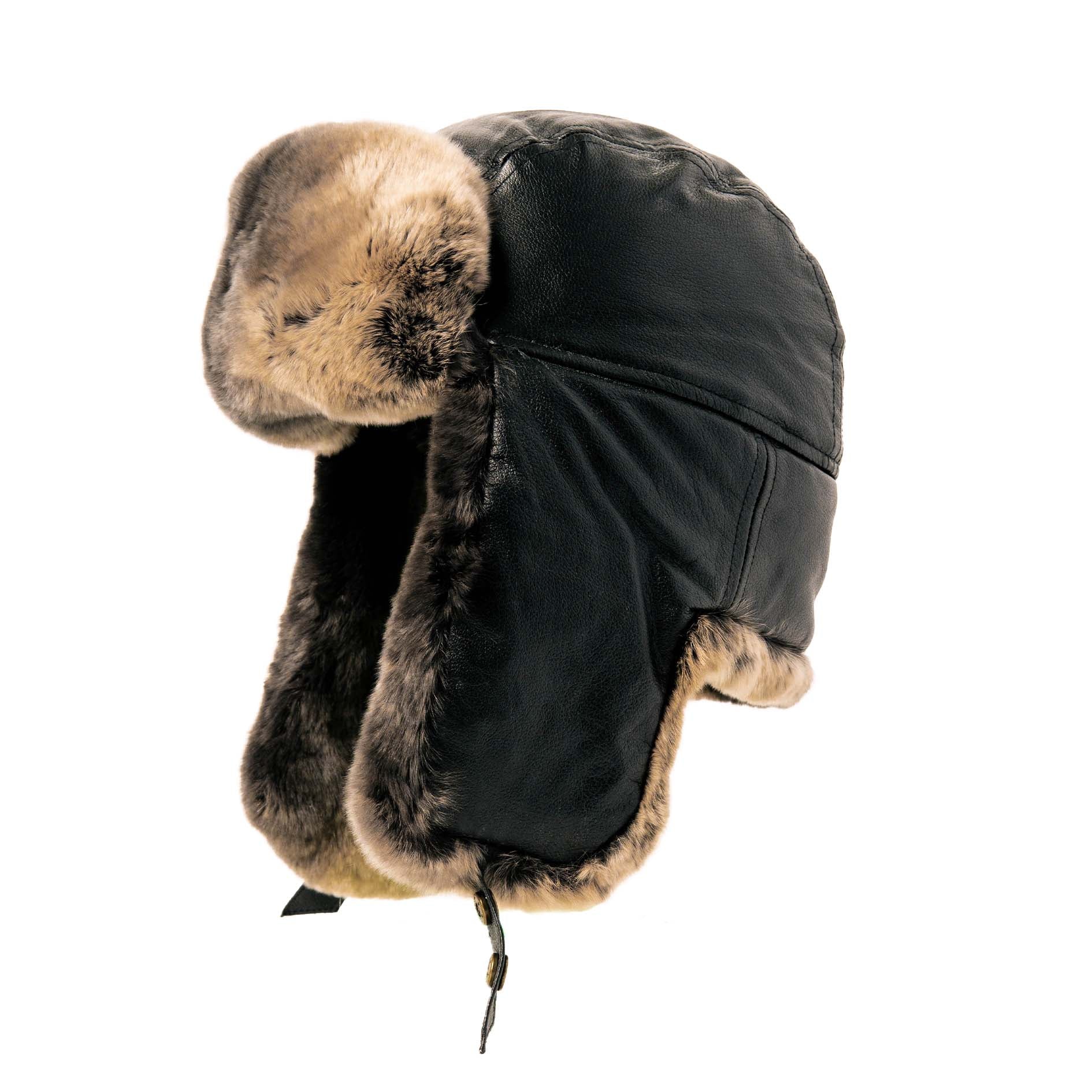 Two Tone Sheared Rabbit Aviator with Lambskin Cover – Crown Cap