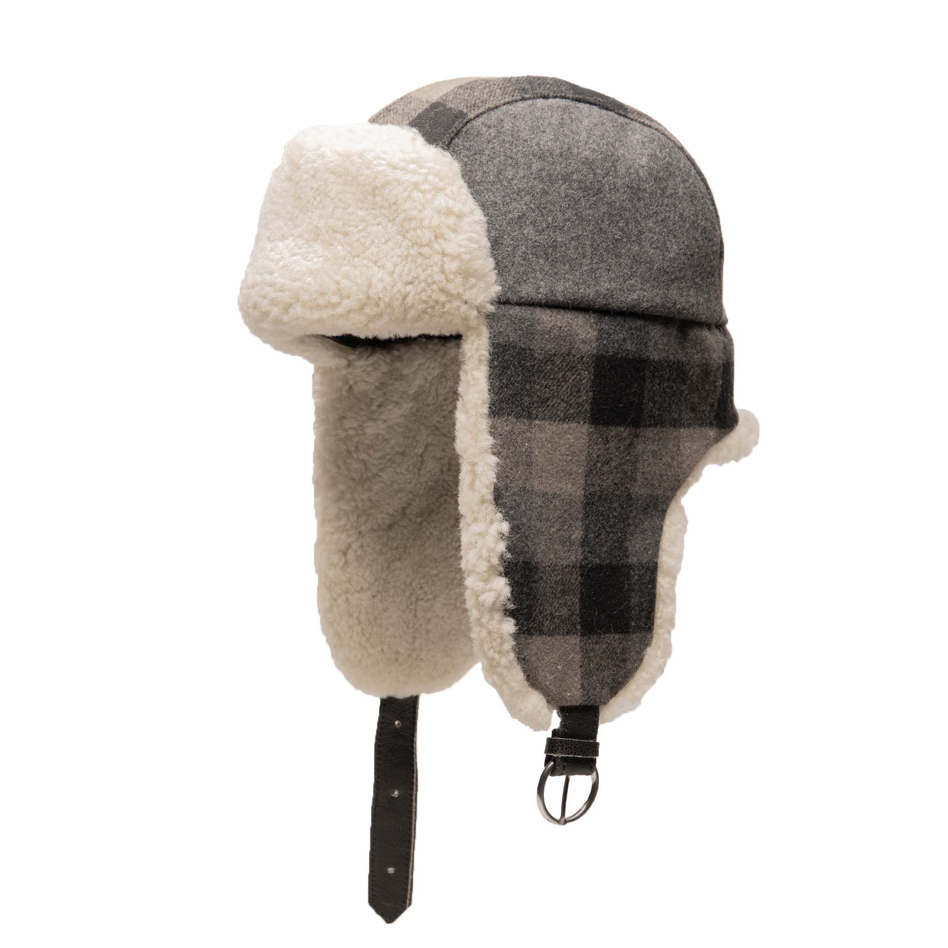 Shearling Aviator with Melton Check Cover – Crown Cap