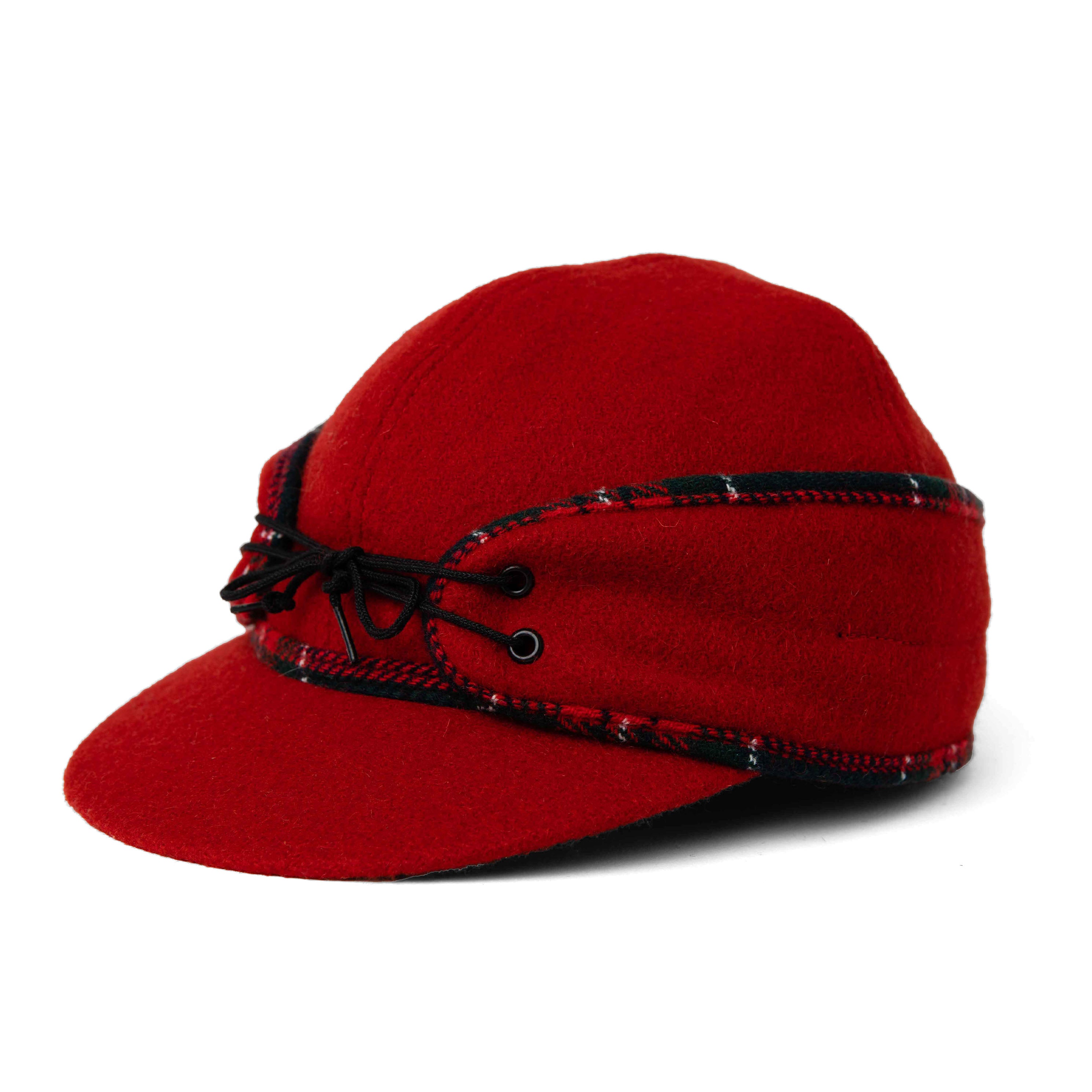 Ladies Wool Blend Solid Color Plaid Trim Railroad Hat – Crown Cap